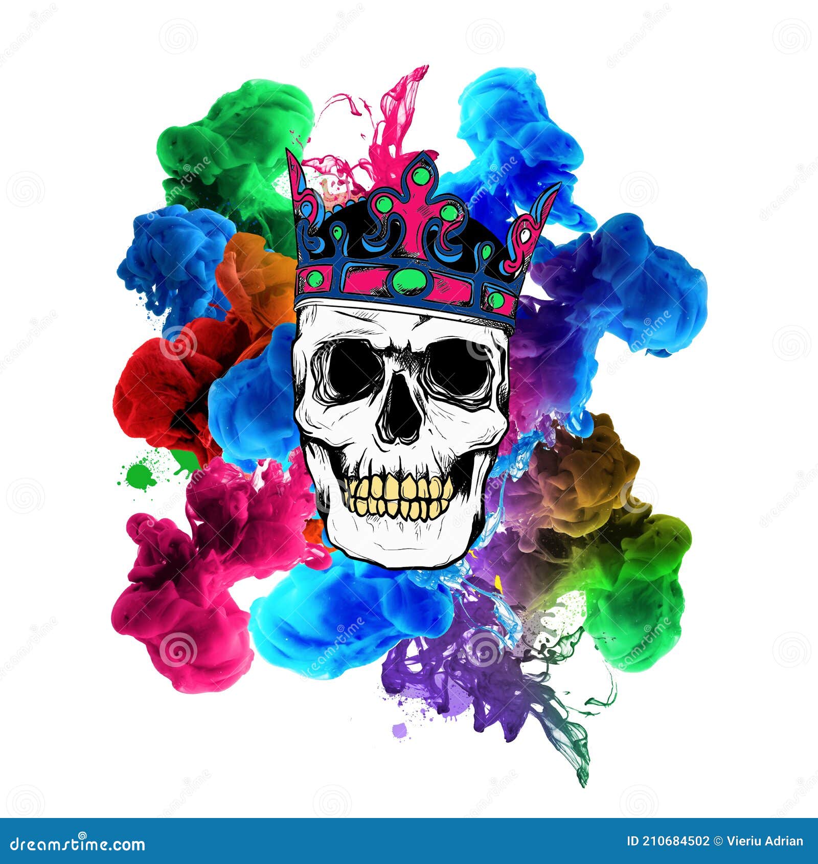 Skull Skeleton Ink Full Colors , Horror Smoke Stock Illustration ...