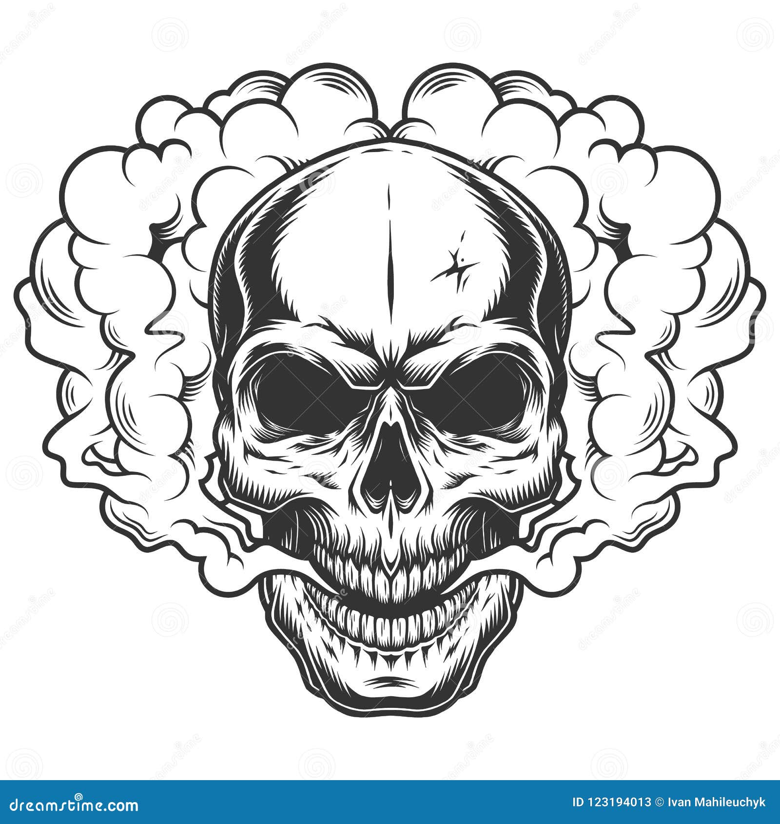 Skull in the smoke stock vector. Illustration of head - 123194013