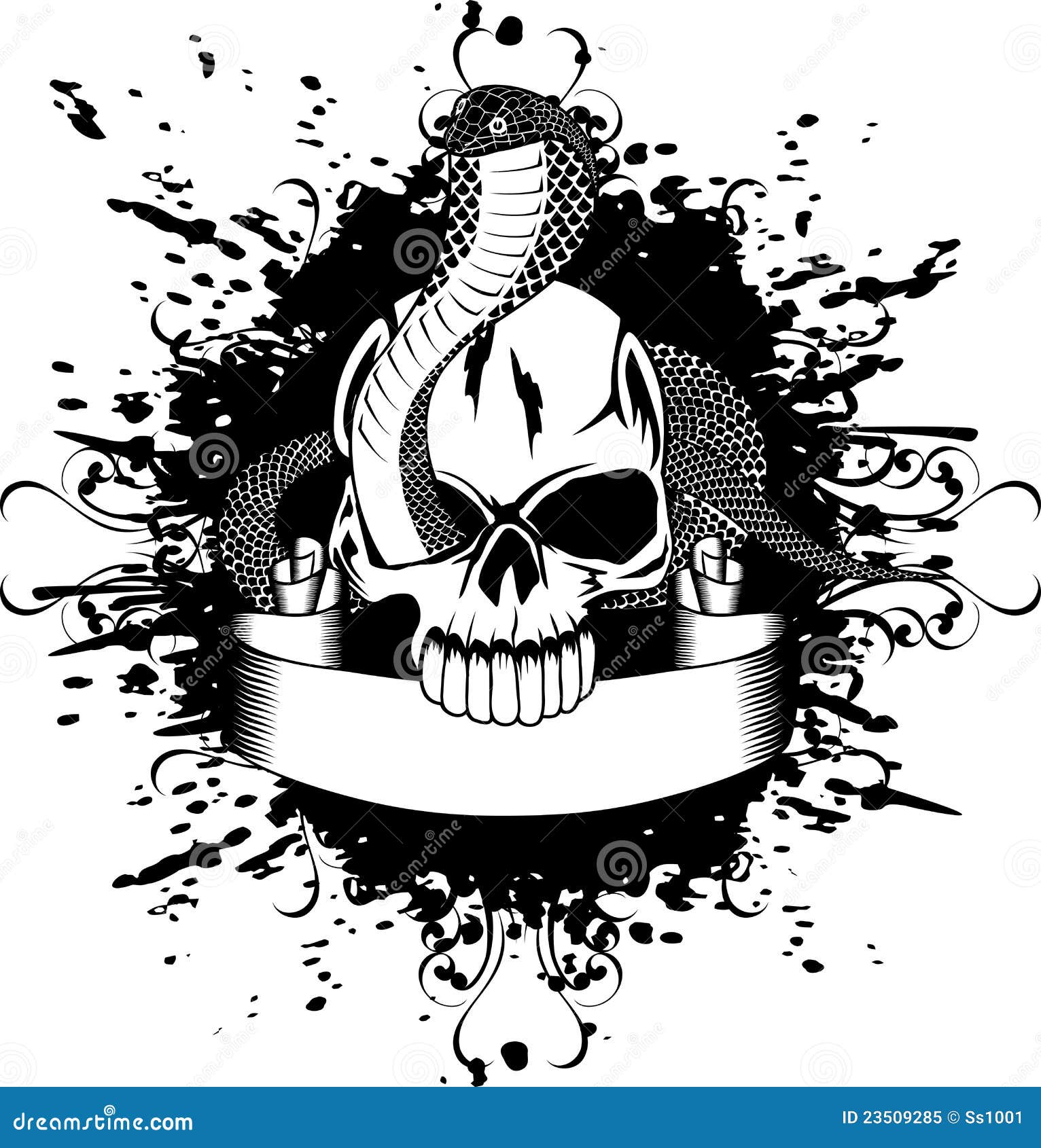 Skull and snake stock vector. Illustration of head, banner - 23509285