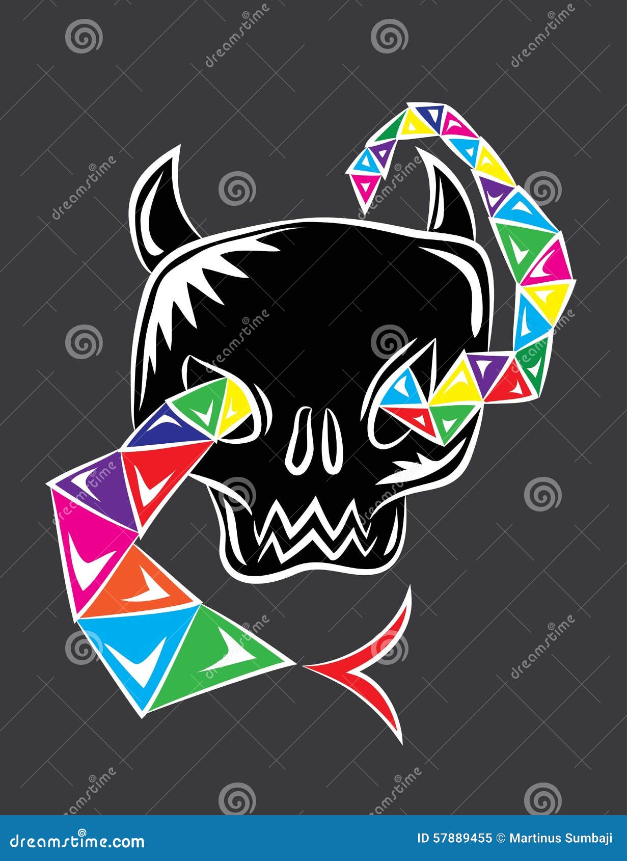 Skull With Snake Cartoon Vector | CartoonDealer.com #57889455