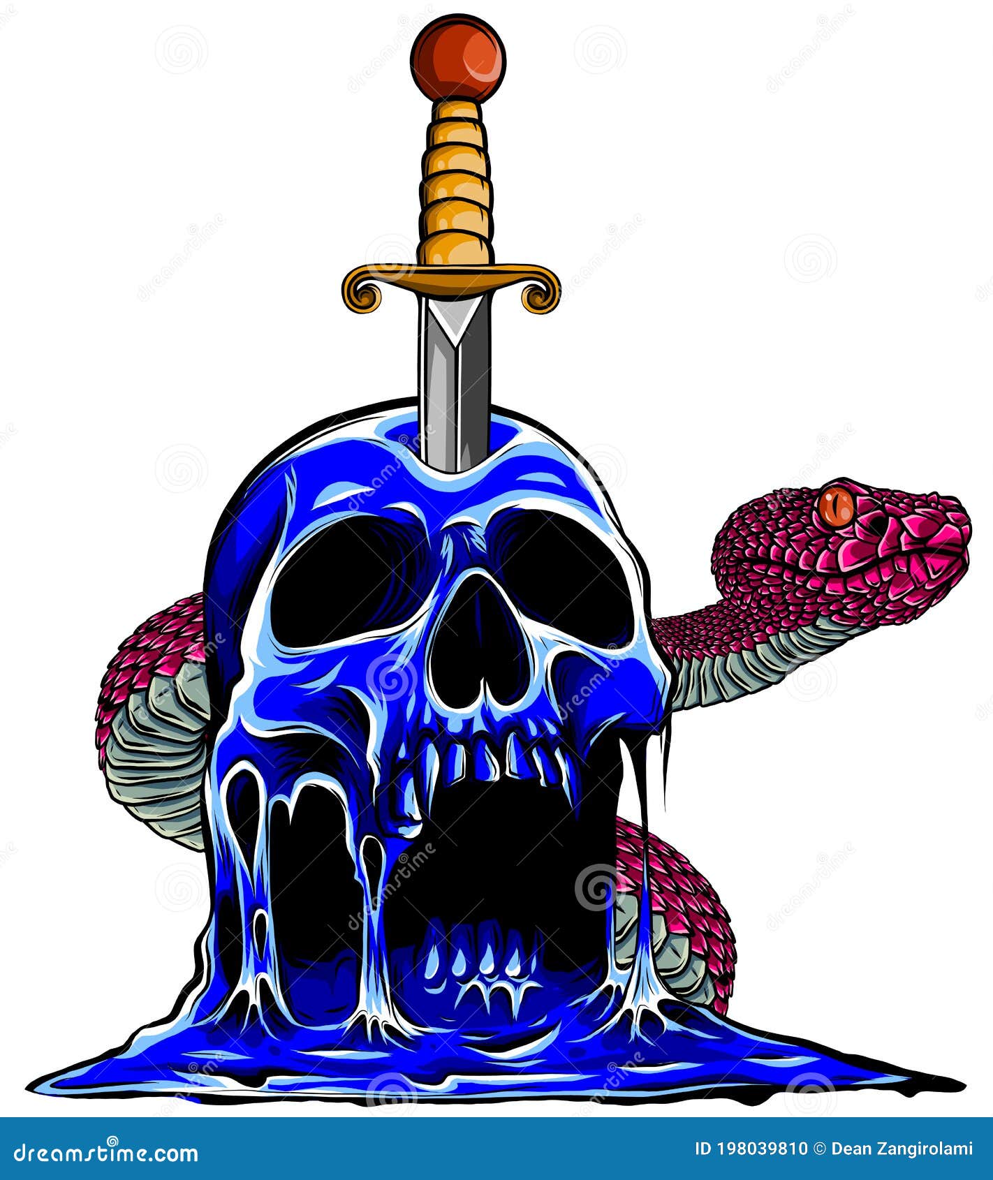 Skull Snake Evil and Knife Vector Illustration Stock Vector ...