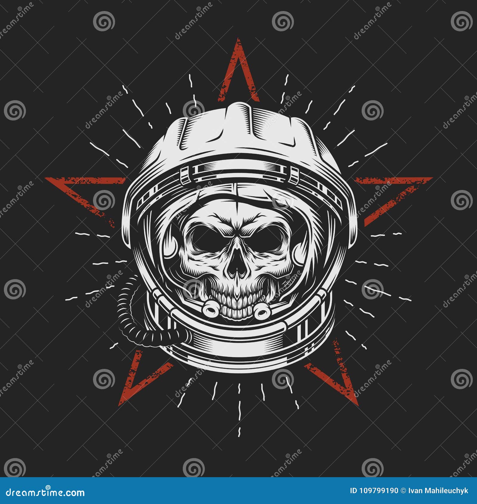 Skull In Space Helmet Vector Illustration | CartoonDealer.com #109799190