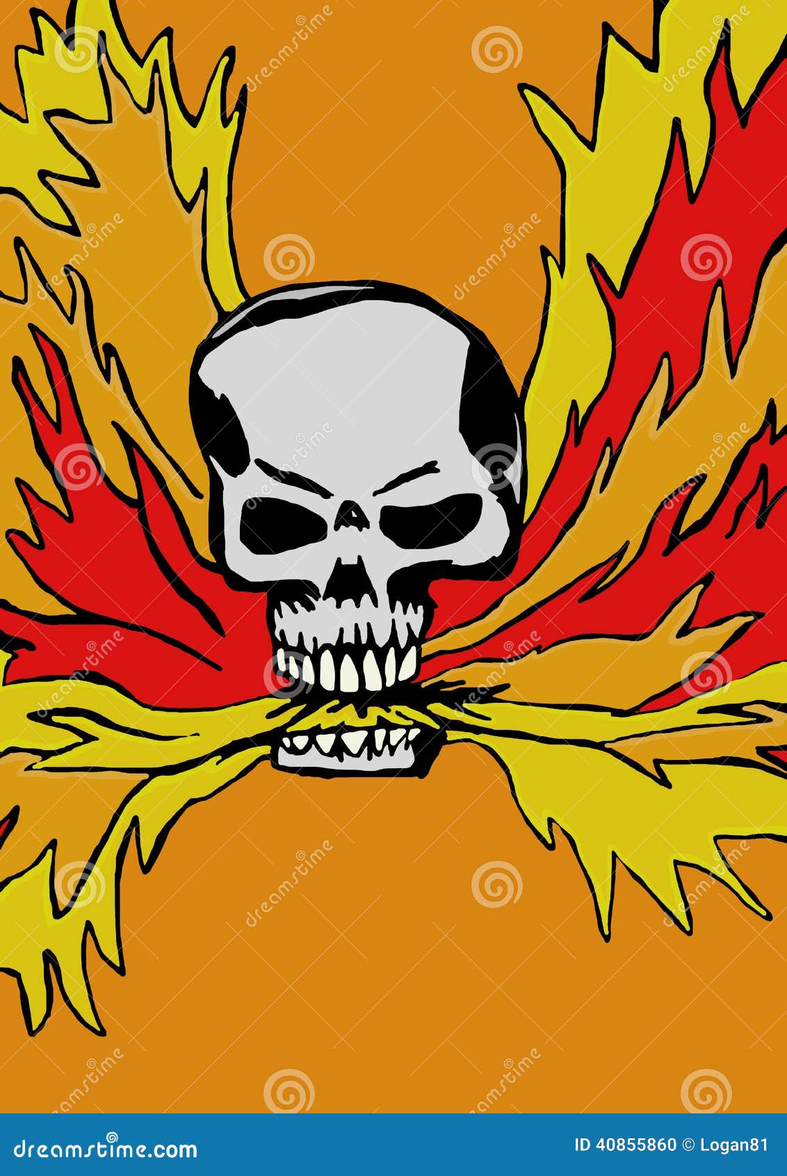Skull spits fire stock illustration. Illustration of spit - 40855860