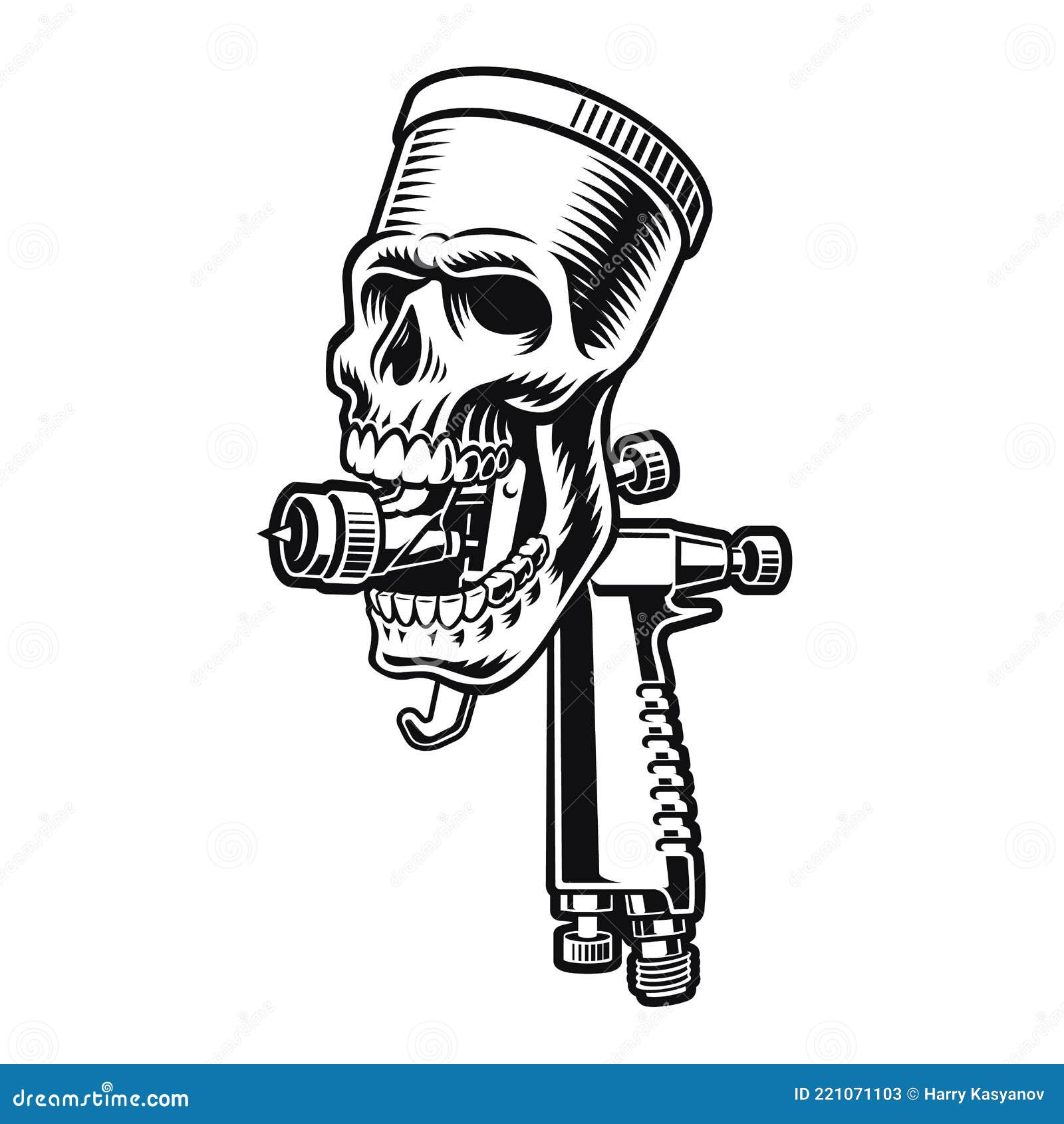 A Skull Spray Gun Vector Illustration Stock Vector - Illustration of ...