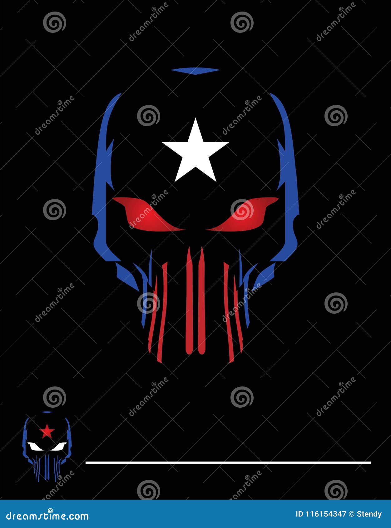 Skull and star shape. stock vector. Illustration of face - 116154347