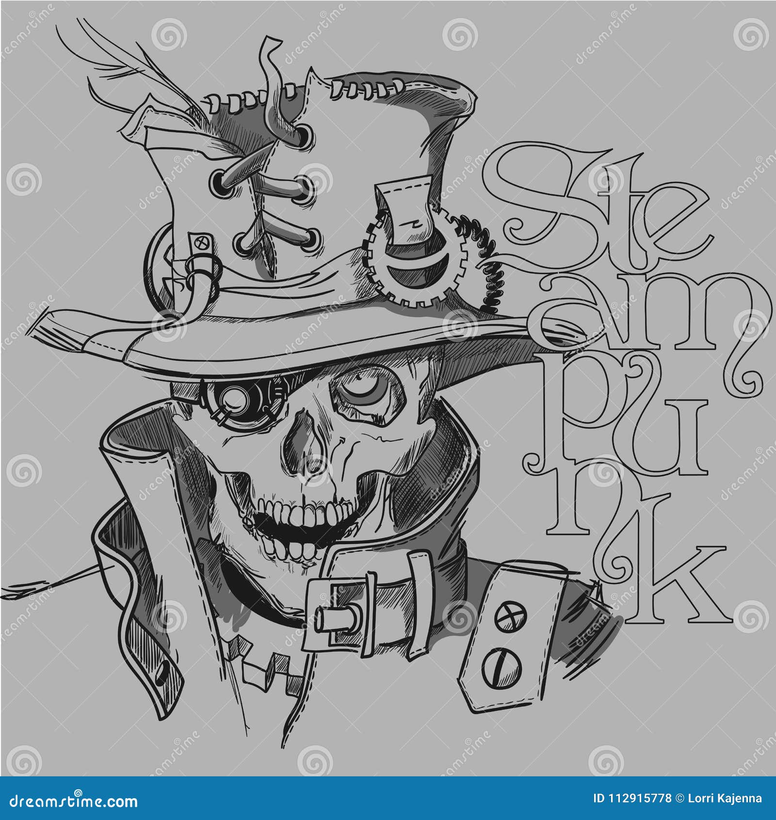 Skull in steampunk style stock vector. Illustration of tattoo - 112915778