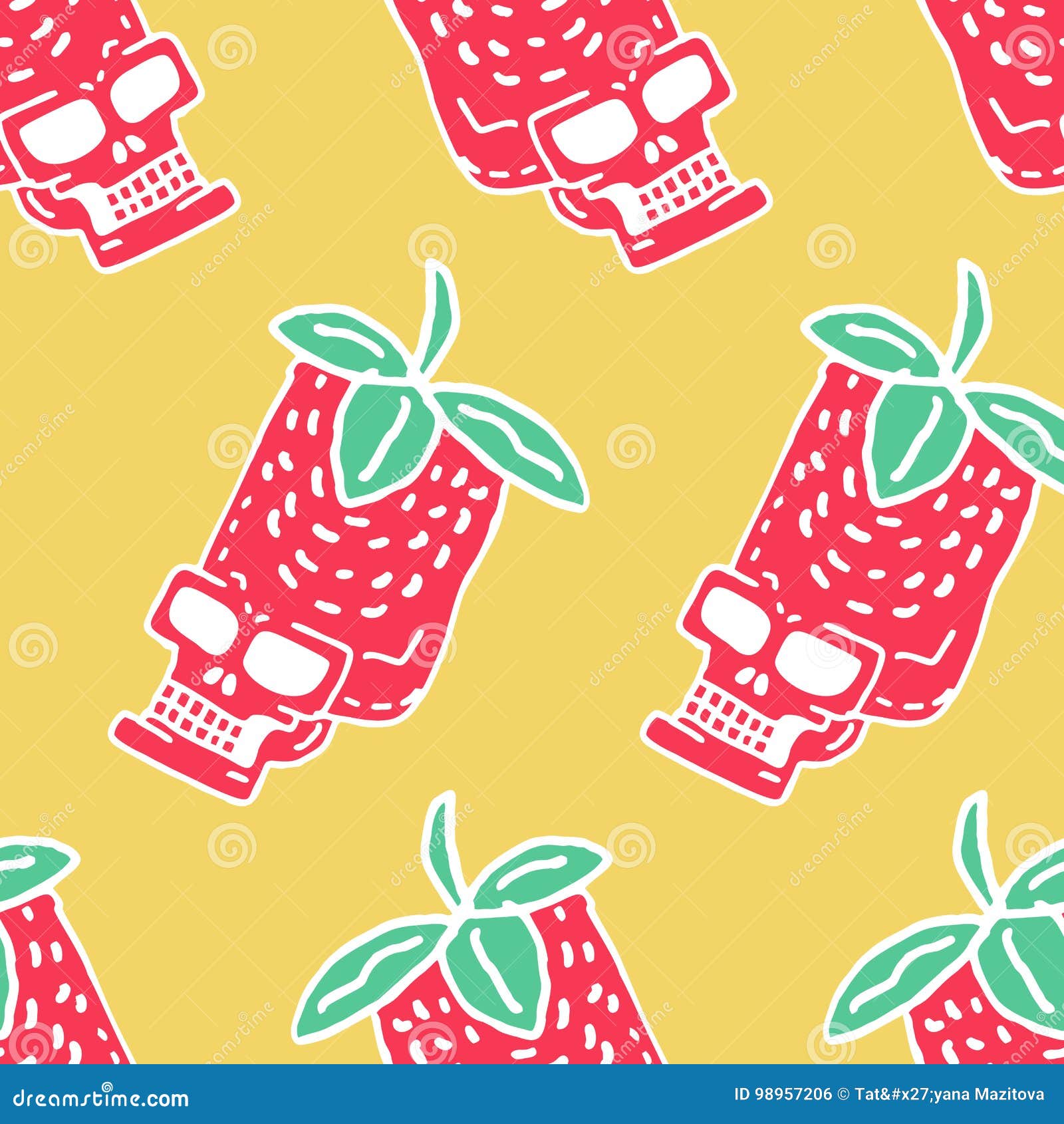 Skull Strawberry Drawing. Head Of Skeleton Red Berry Cartoon ...