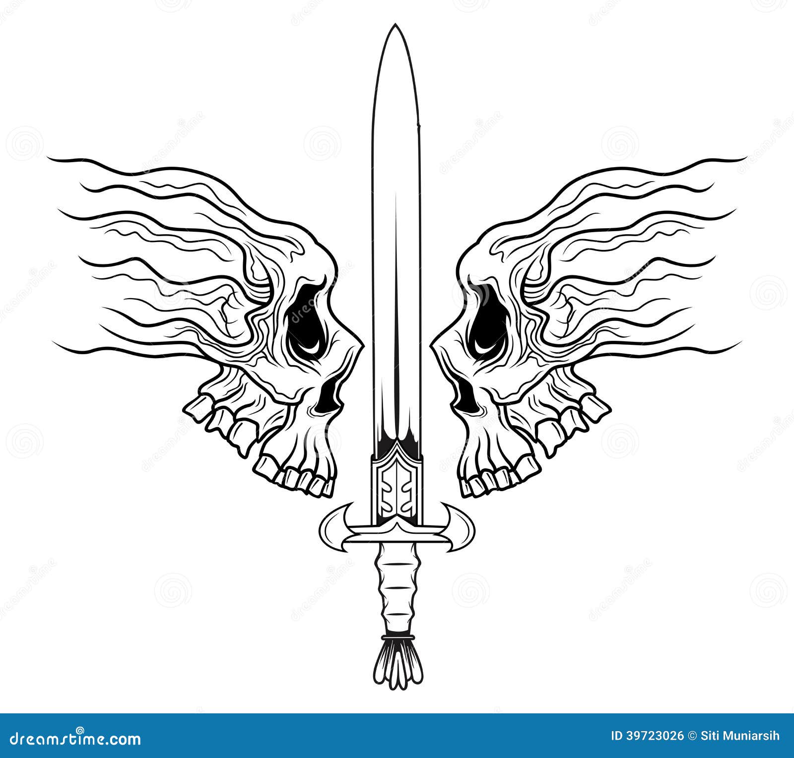 Skull and sword stock vector. Illustration of artwork - 39723026