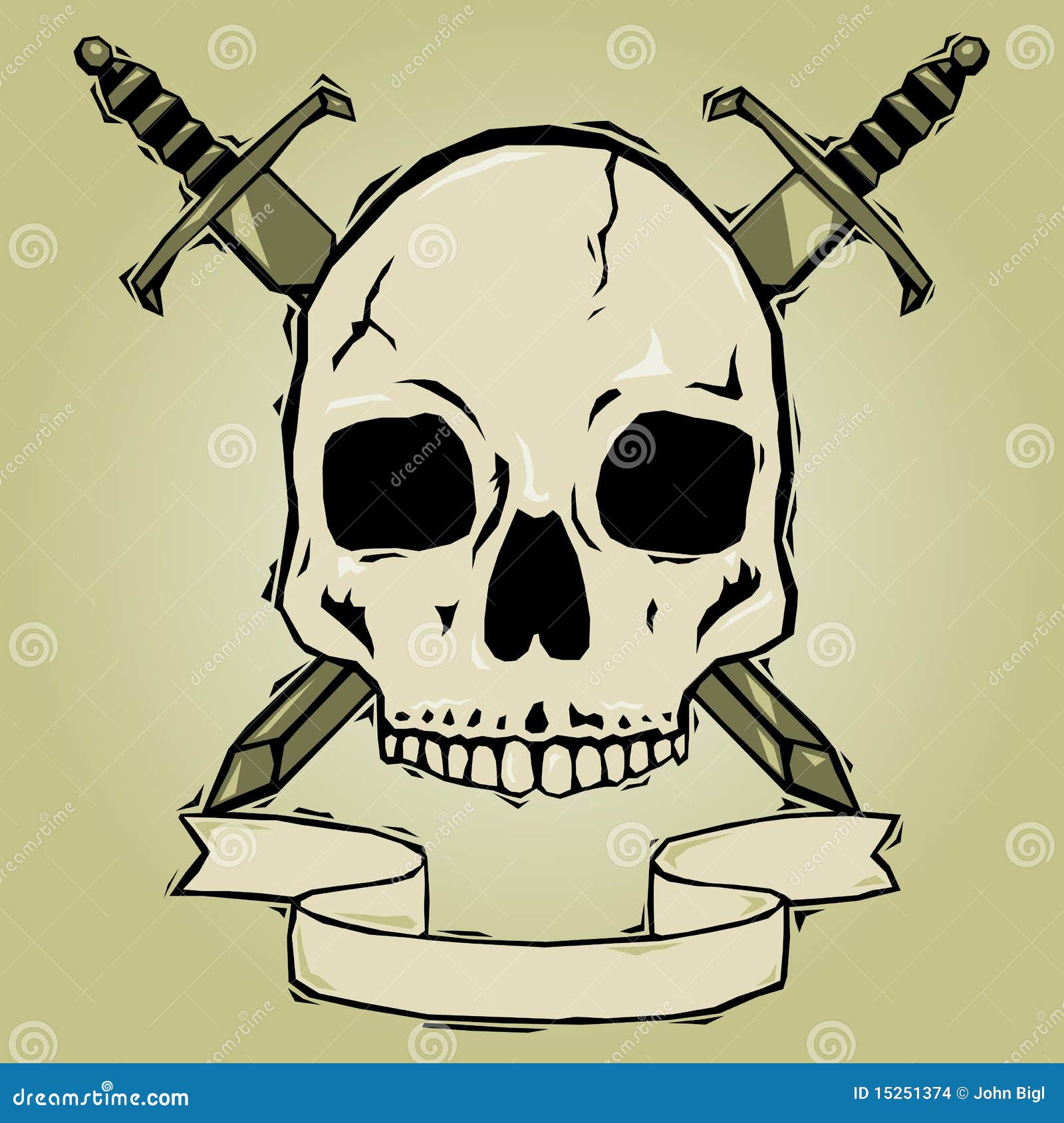 Skull with swords woodcut stock vector. Illustration of evil - 15251374