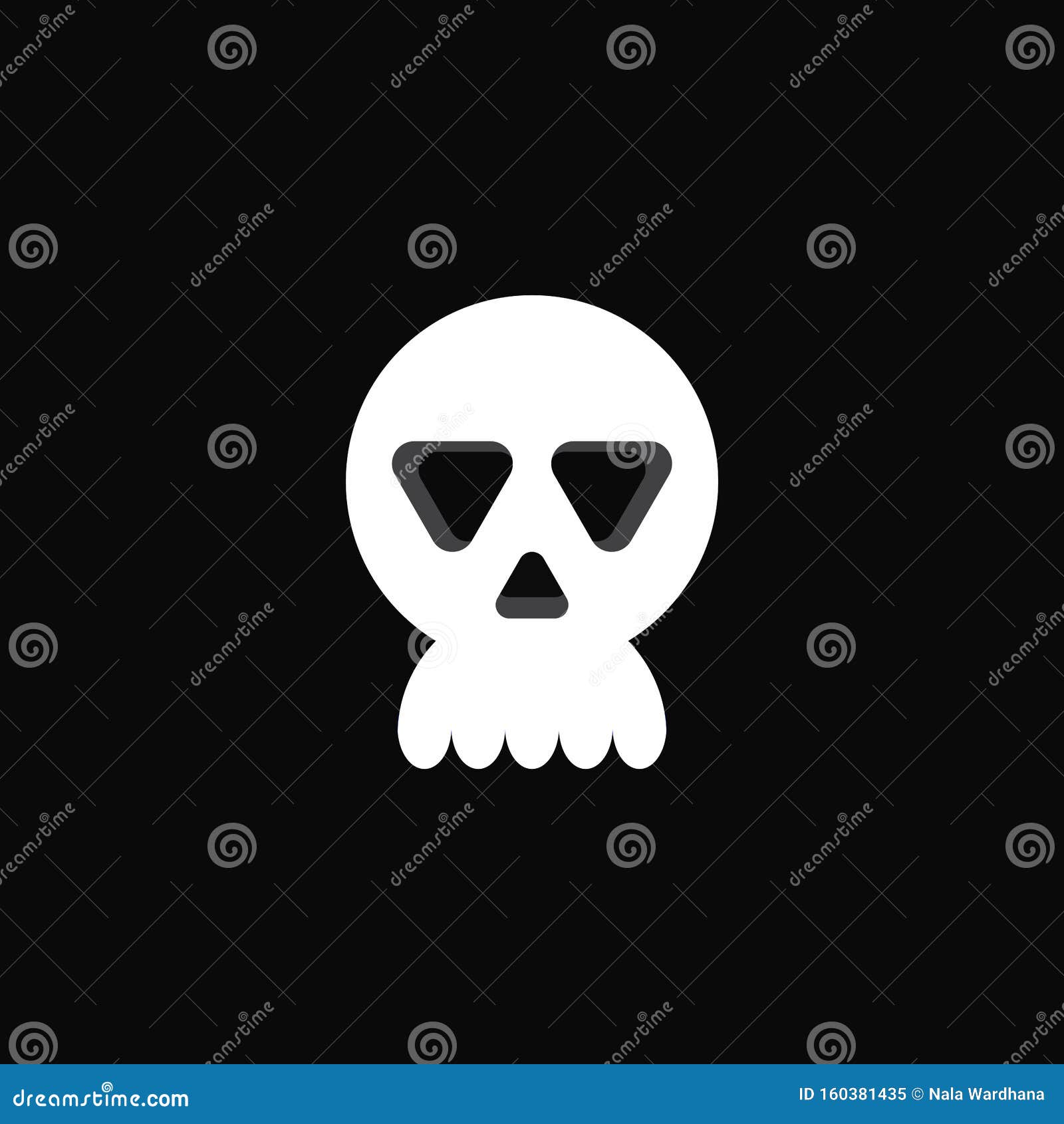 Vector White Skull Icon on Black Background Stock Illustration ...