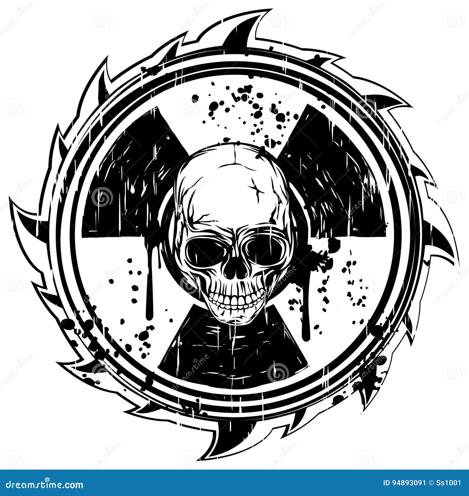 Skull and symbol radiation stock vector. Illustration of dangerous ...