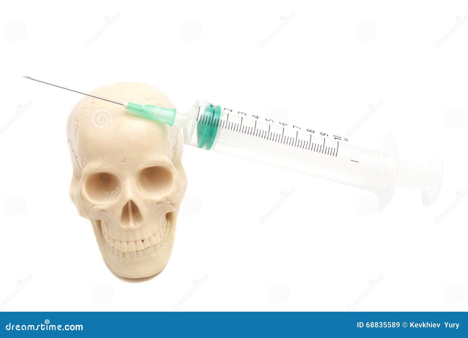 Skull with Syringe Isolated on White Stock Image - Image of bone ...