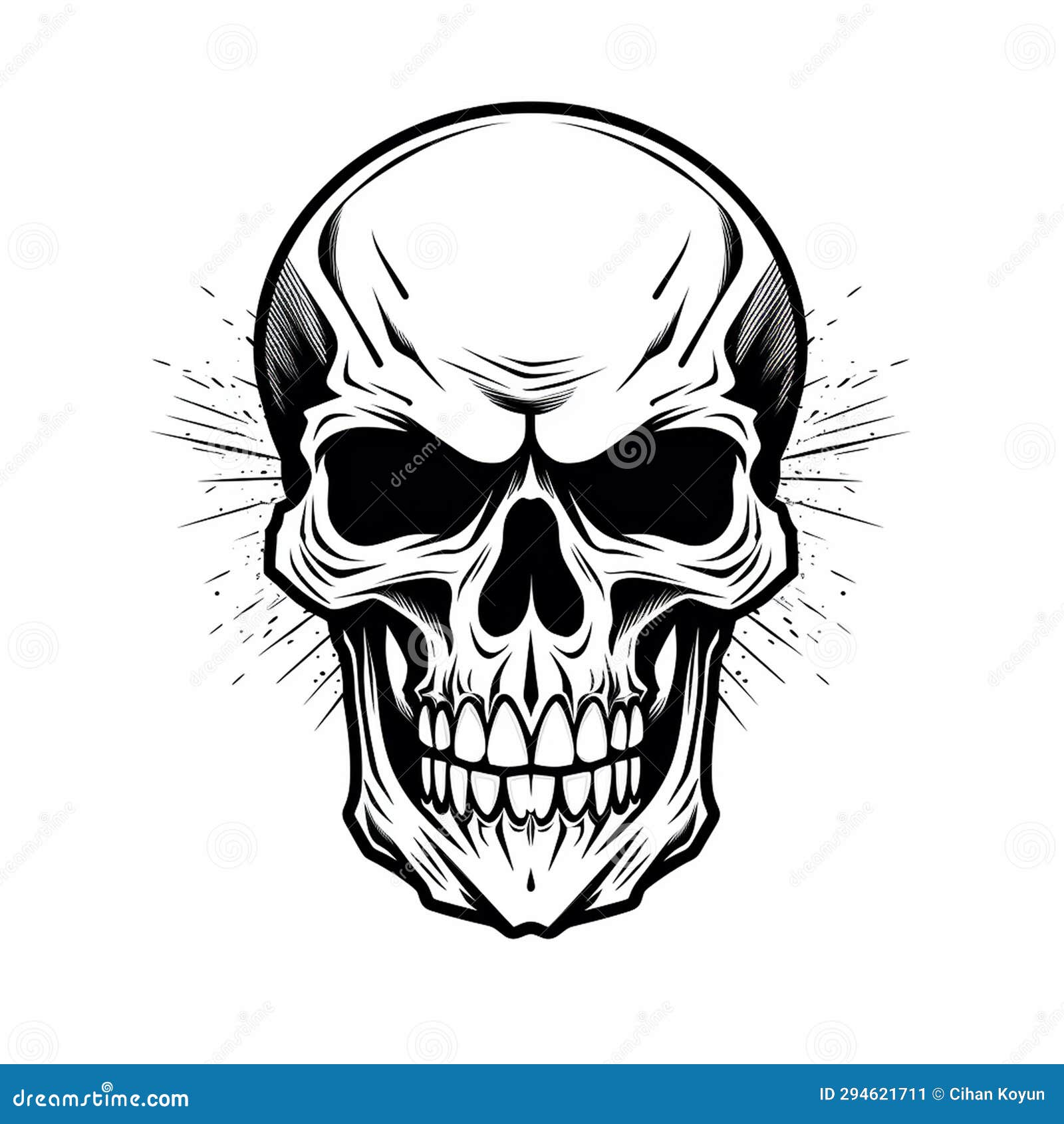 Skull Tattoo Design for Men Stock Illustration - Illustration of heart ...