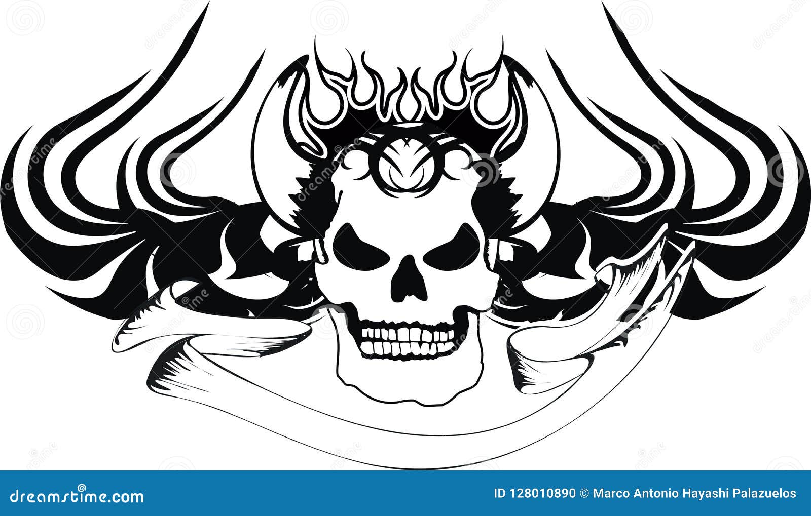 Skull Tattoo Trival Winged Crest Emblem 2 Stock Vector - Illustration ...