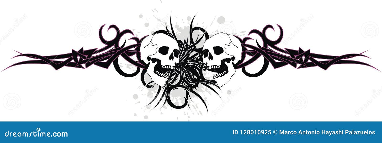 Skull Tattoo Trival Winged Crest Emblem 7 Stock Vector - Illustration ...