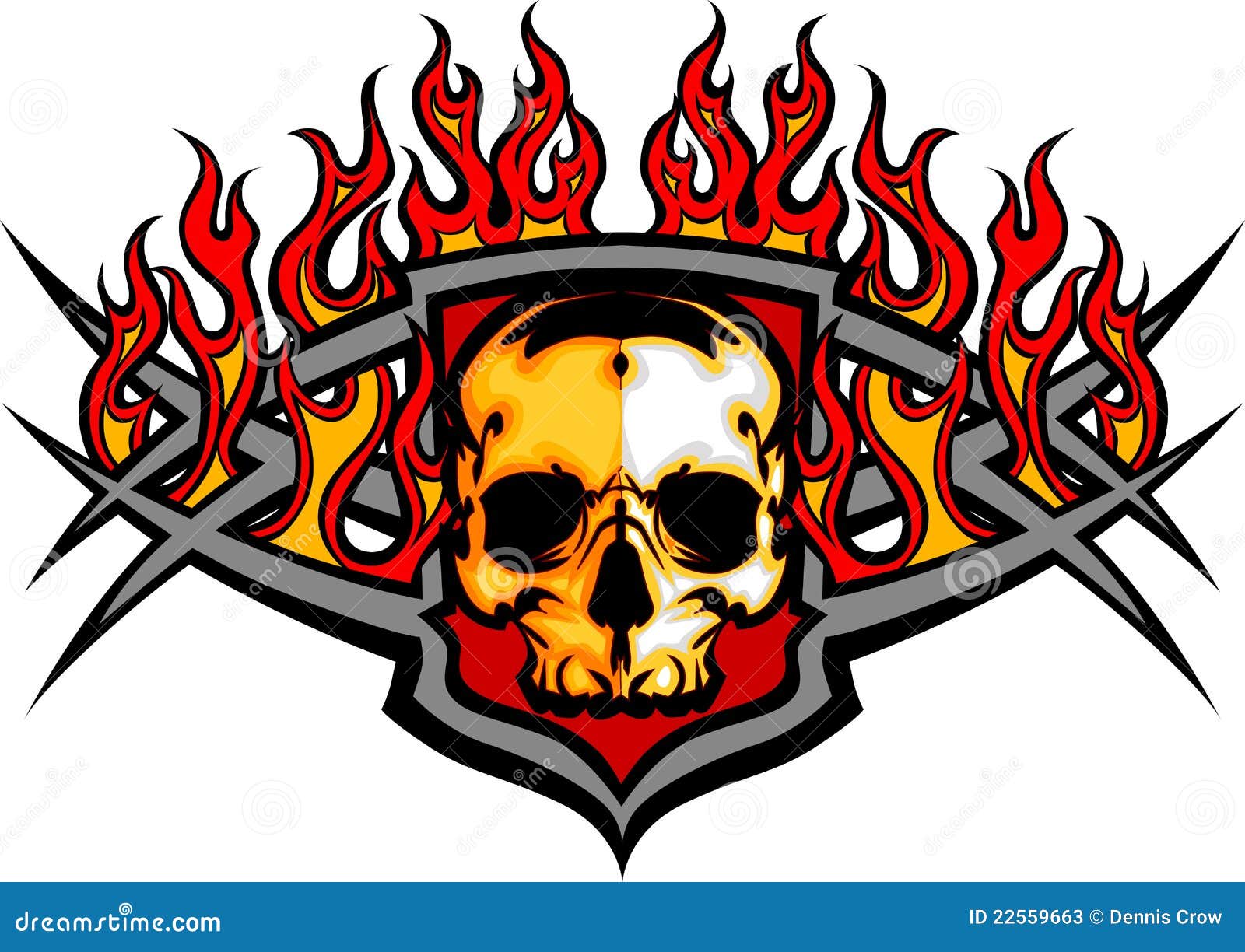 Skull Template with Flames Image Stock Vector - Illustration of icon ...