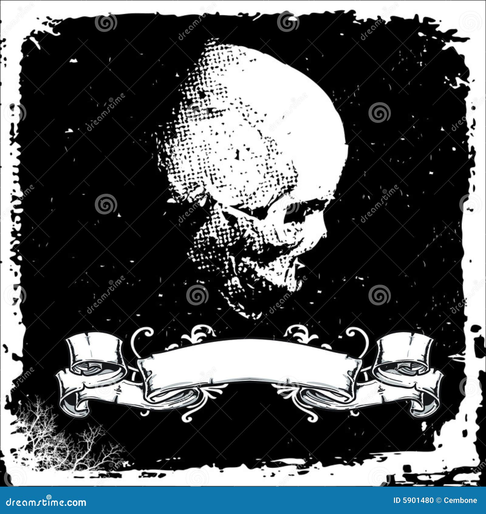 Skull with text area stock illustration. Illustration of insignia - 5901480