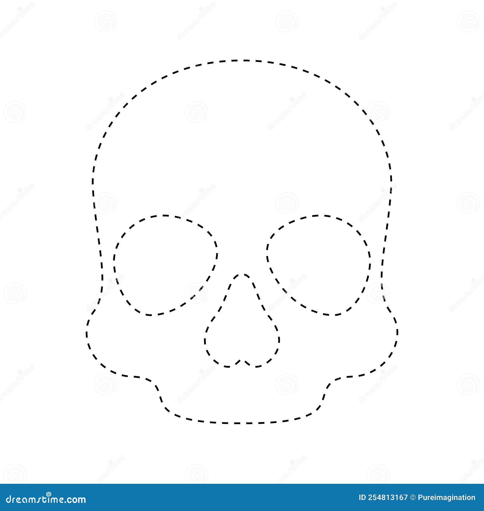 Skull Tracing Worksheet for Kids Stock Vector - Illustration of evil ...