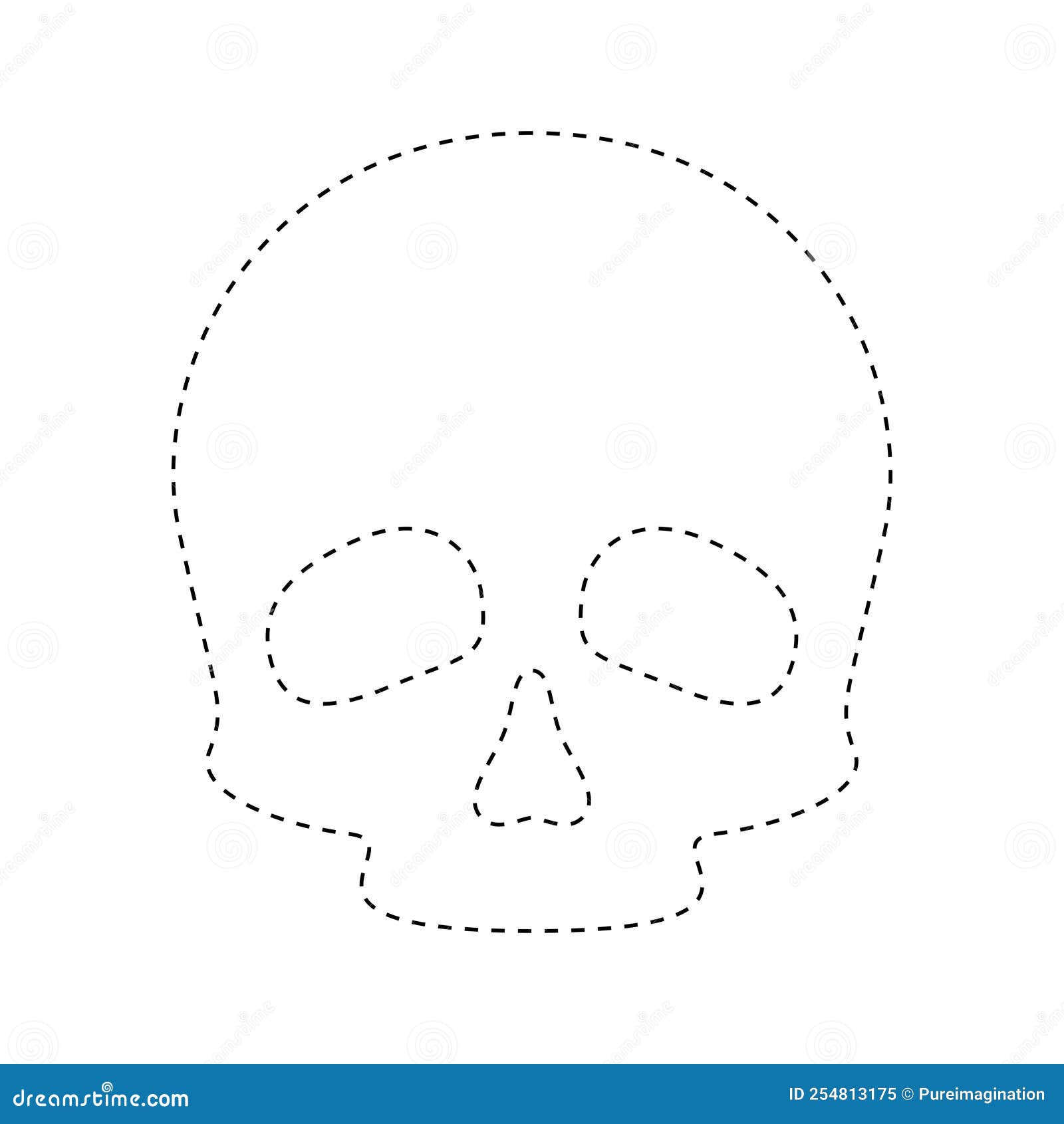 Skull Tracing Worksheet for Kids Stock Vector - Illustration of anatomy ...