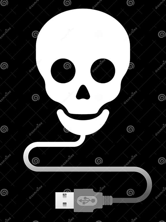 Skull with usb cable stock vector. Illustration of death - 11881144