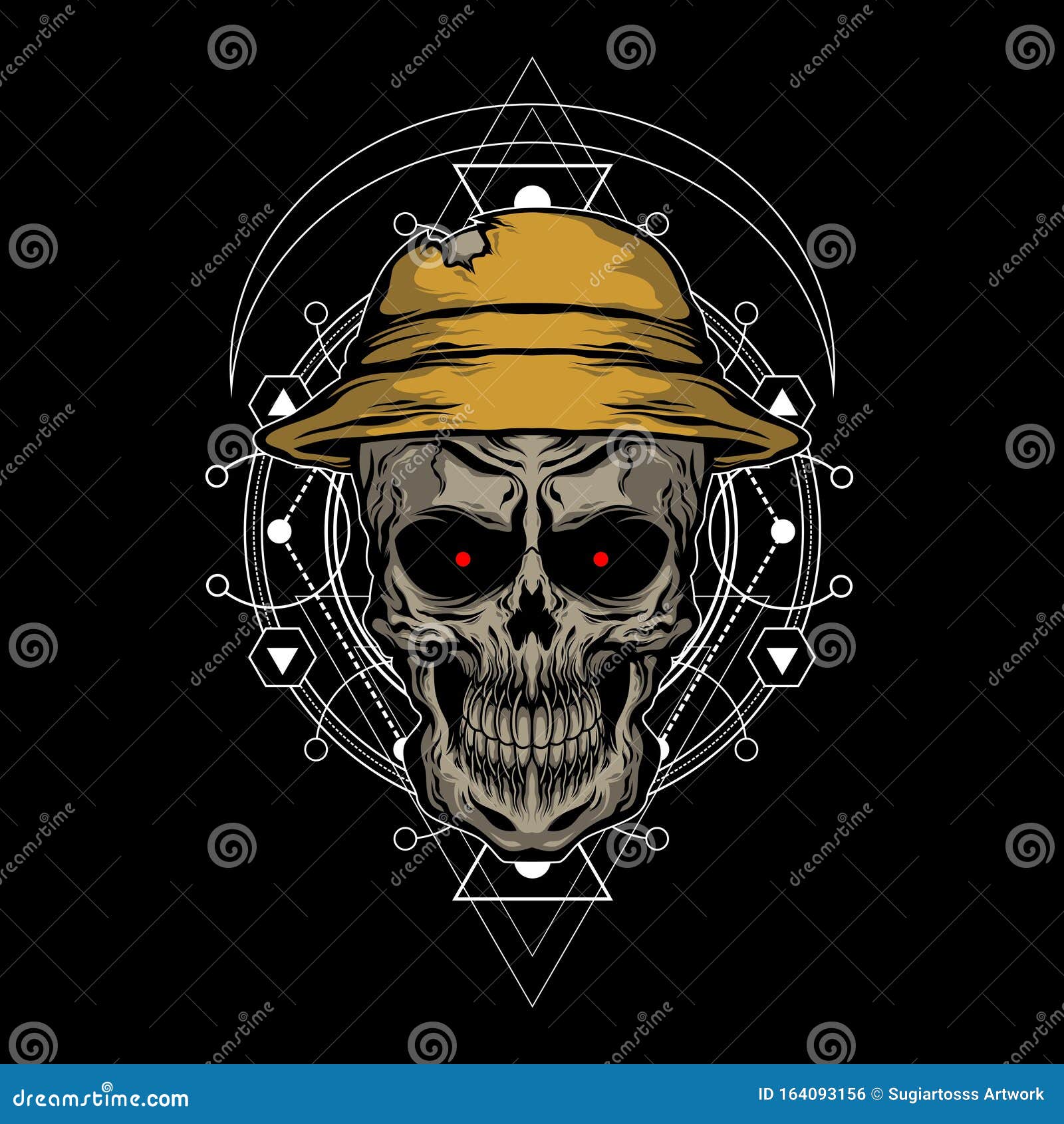 The skull using a hat stock vector. Illustration of grunge - 164093156