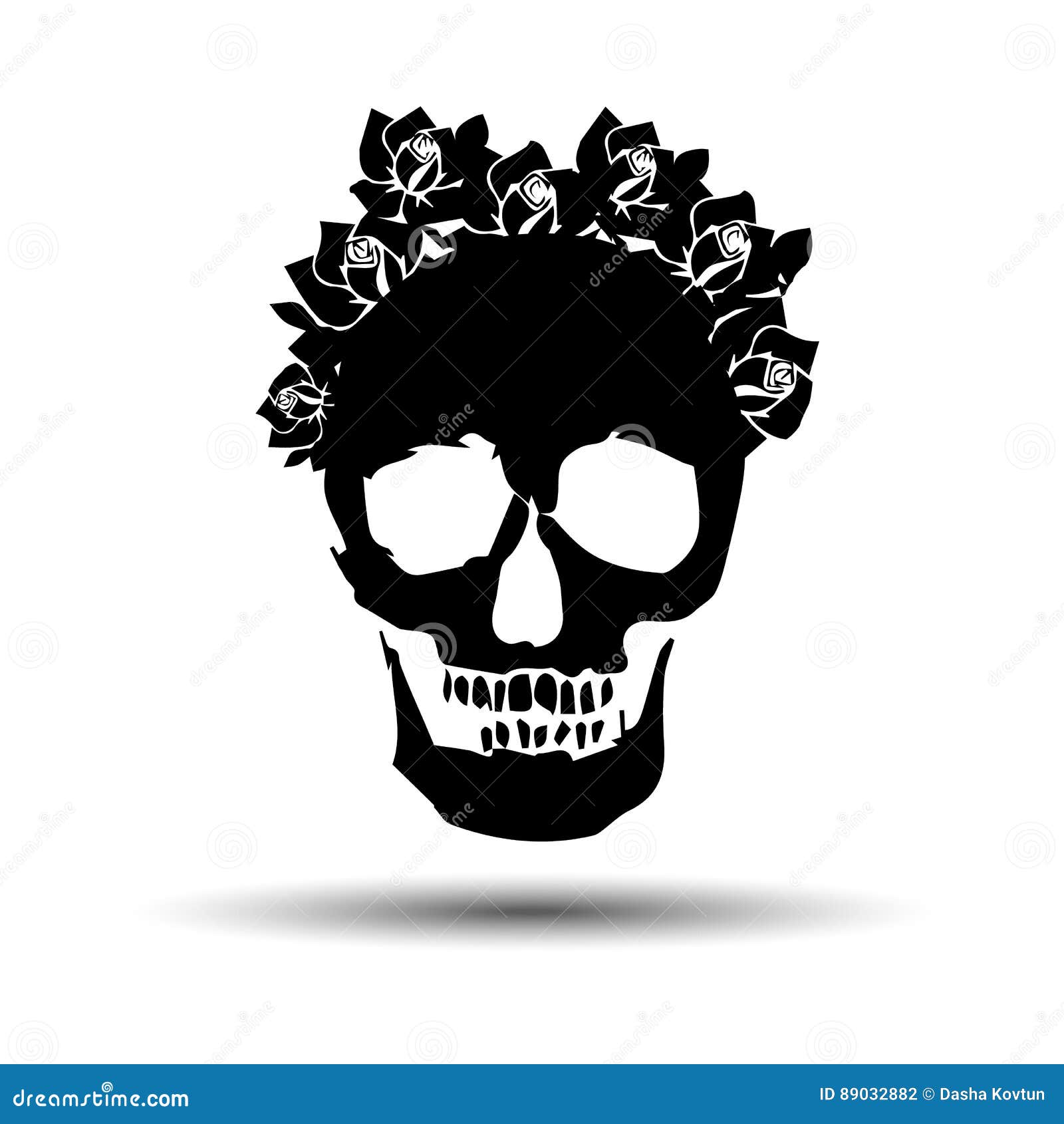 Skull Vector Dead Skeleton Halloween Illustration, Flower Stock Vector ...