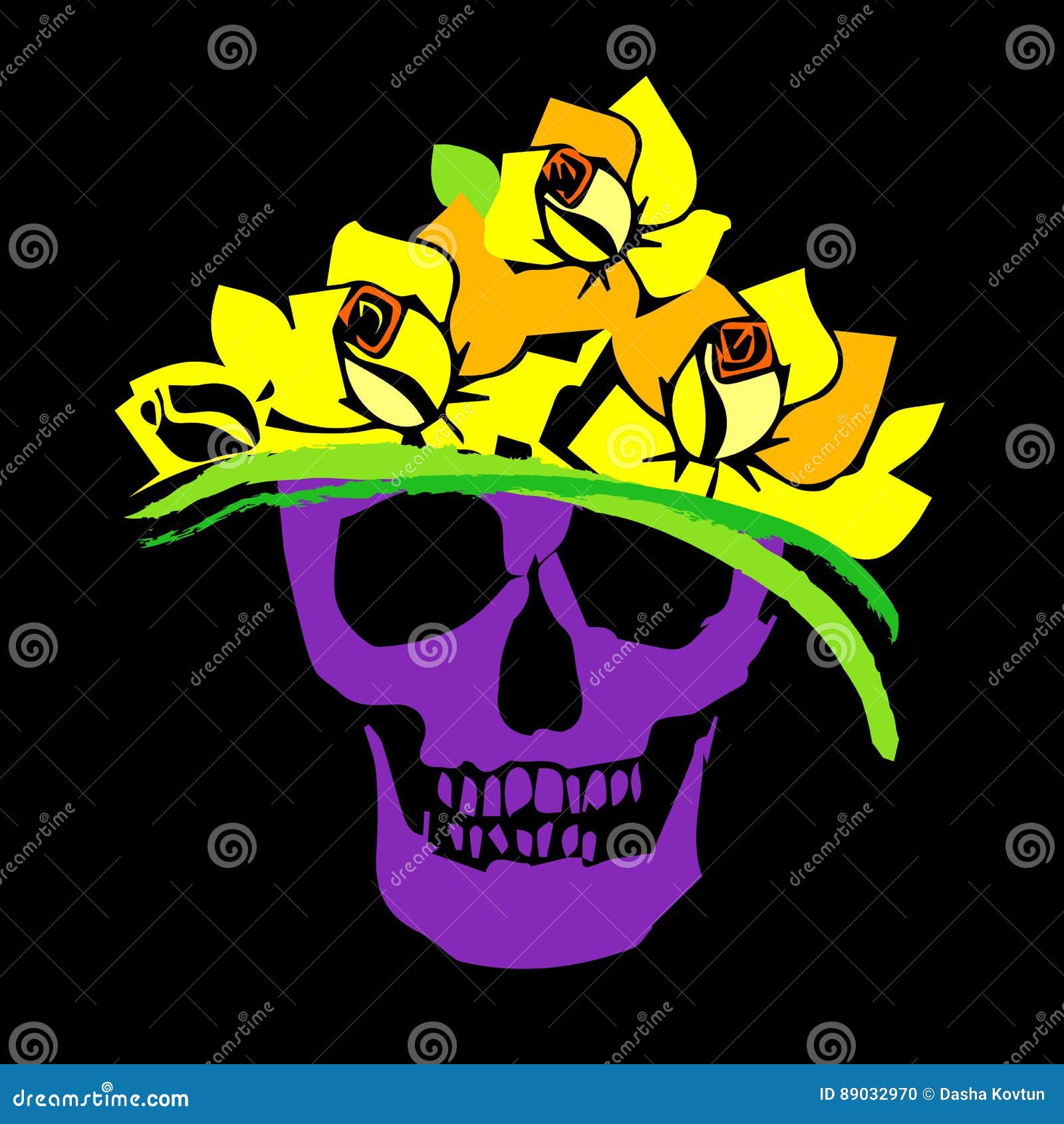 Skull Vector Dead Skeleton Halloween Illustration, Flower Stock Vector ...