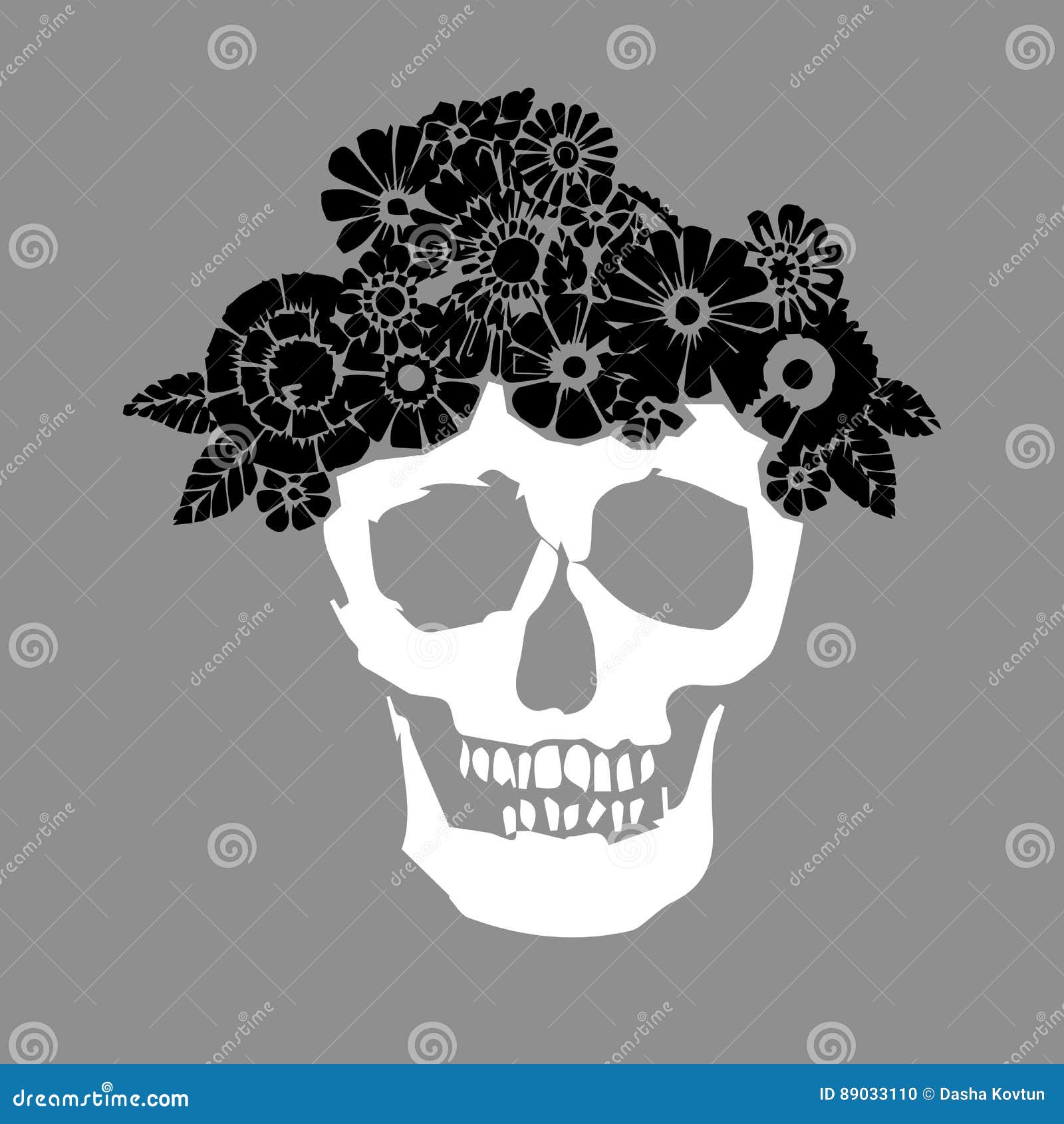 Skull Vector Dead Skeleton Halloween Illustration, Flower Stock Vector ...