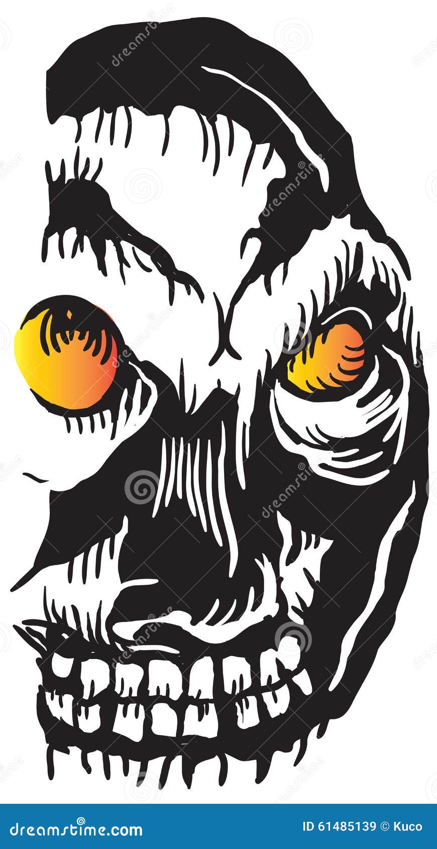 Skull - vector drawing stock vector. Illustration of hand - 61485139