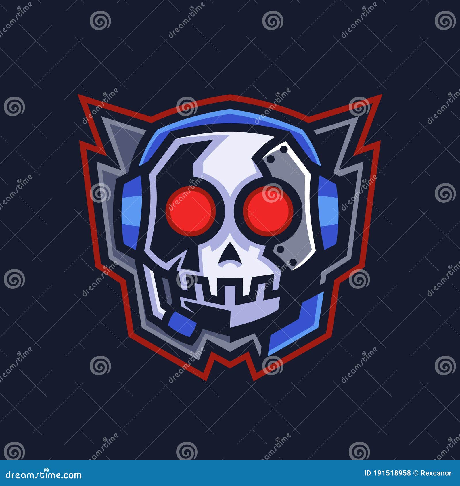 Skull Headset Emblem Logo Design Stock Vector - Illustration of emblem ...