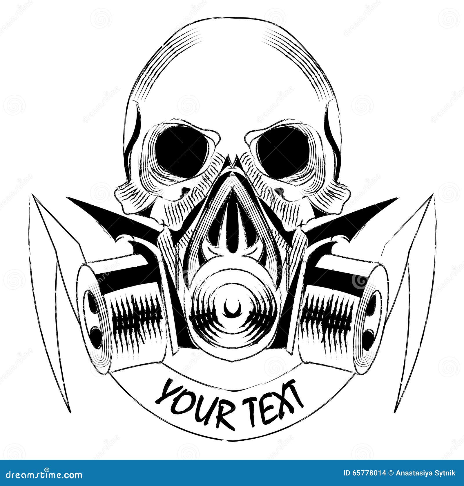 Skull Wearing a Gas Mask. Vector with Signature Stock Vector ...