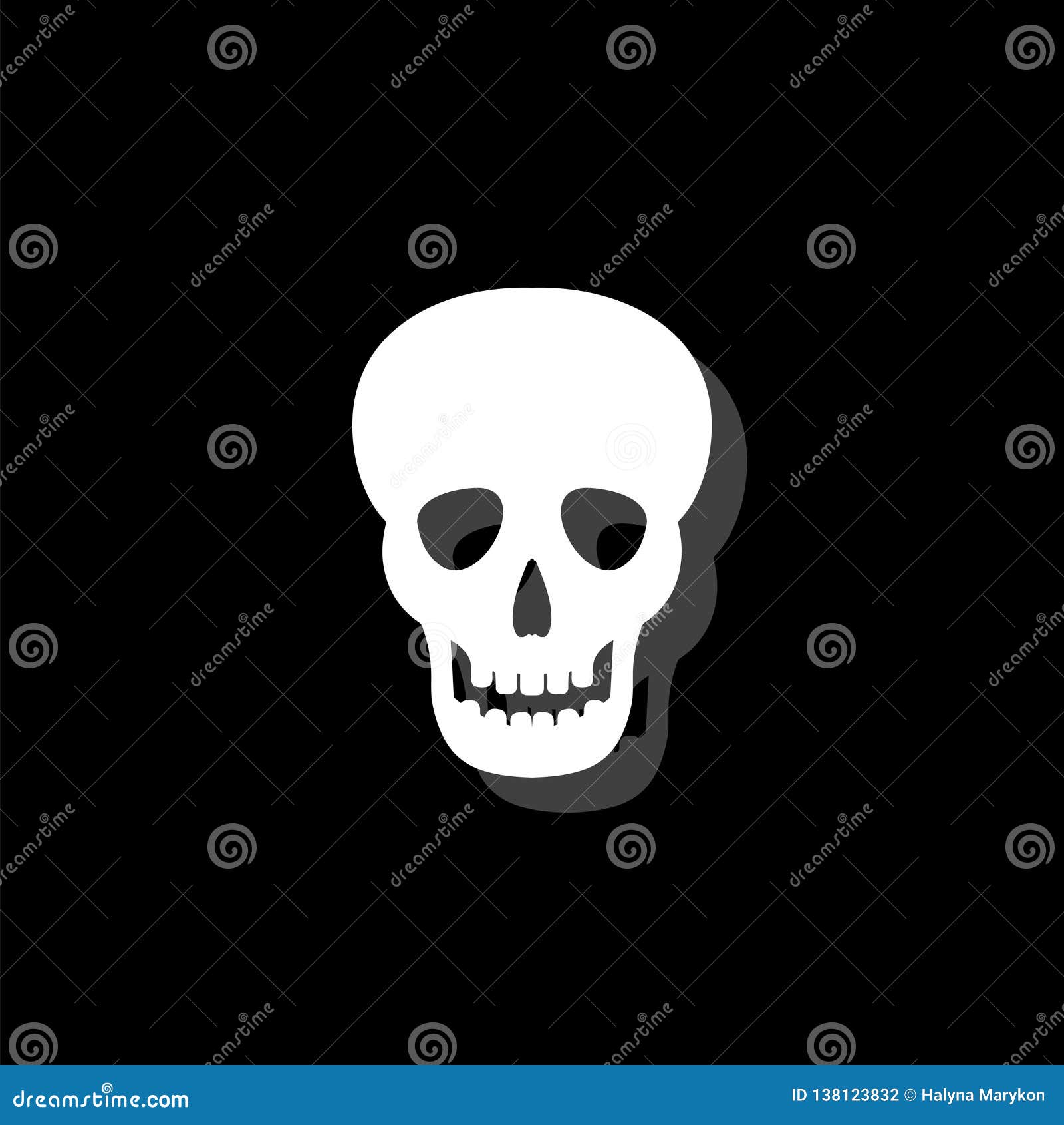 Skull icon flat stock illustration. Illustration of health - 138123832