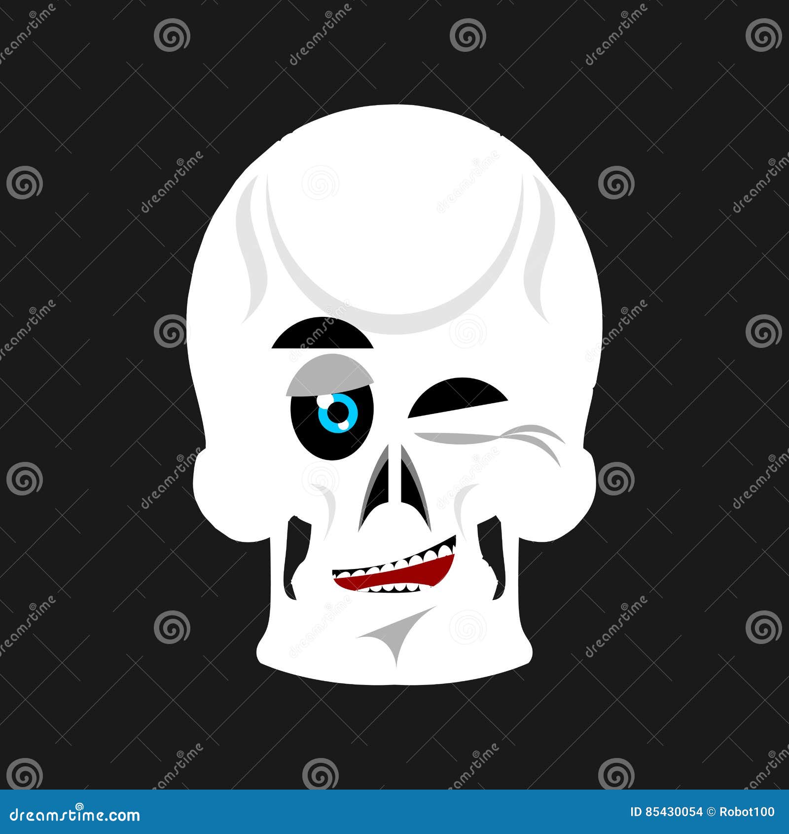 Skull Winks Emoji. Skeleton Head Happy Emotion Isolated Stock Vector ...