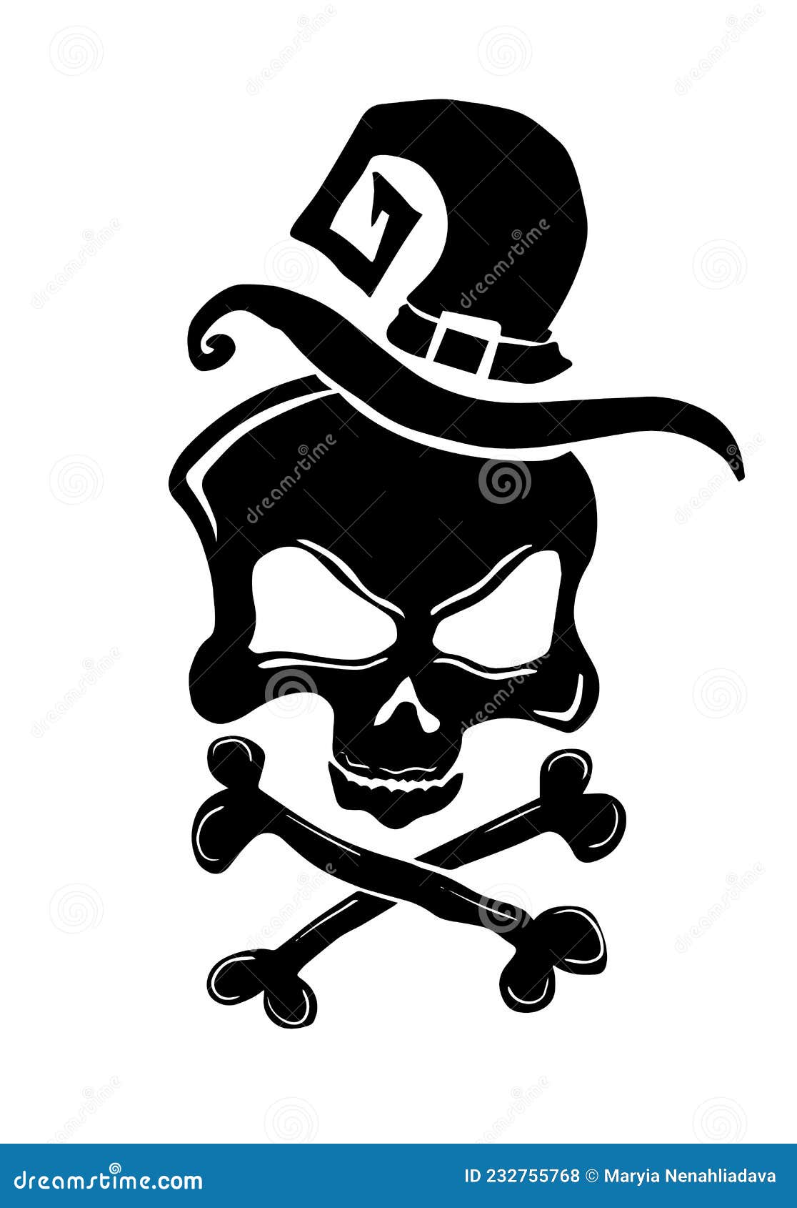 Skull of a Witch in a Graphic Hat. Vector Illustration Stock Vector ...