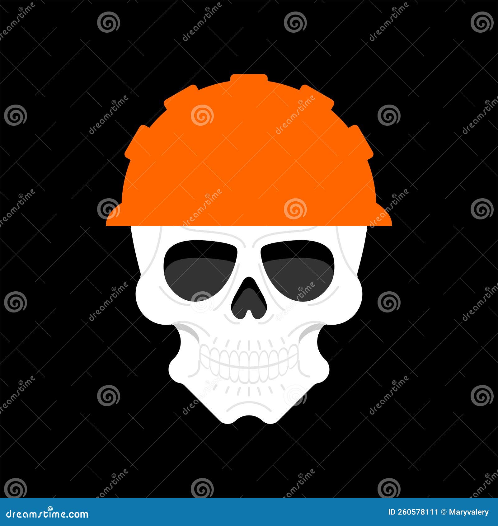 Skull in Work Helmet. Worker Head Skeleton Stock Vector - Illustration ...