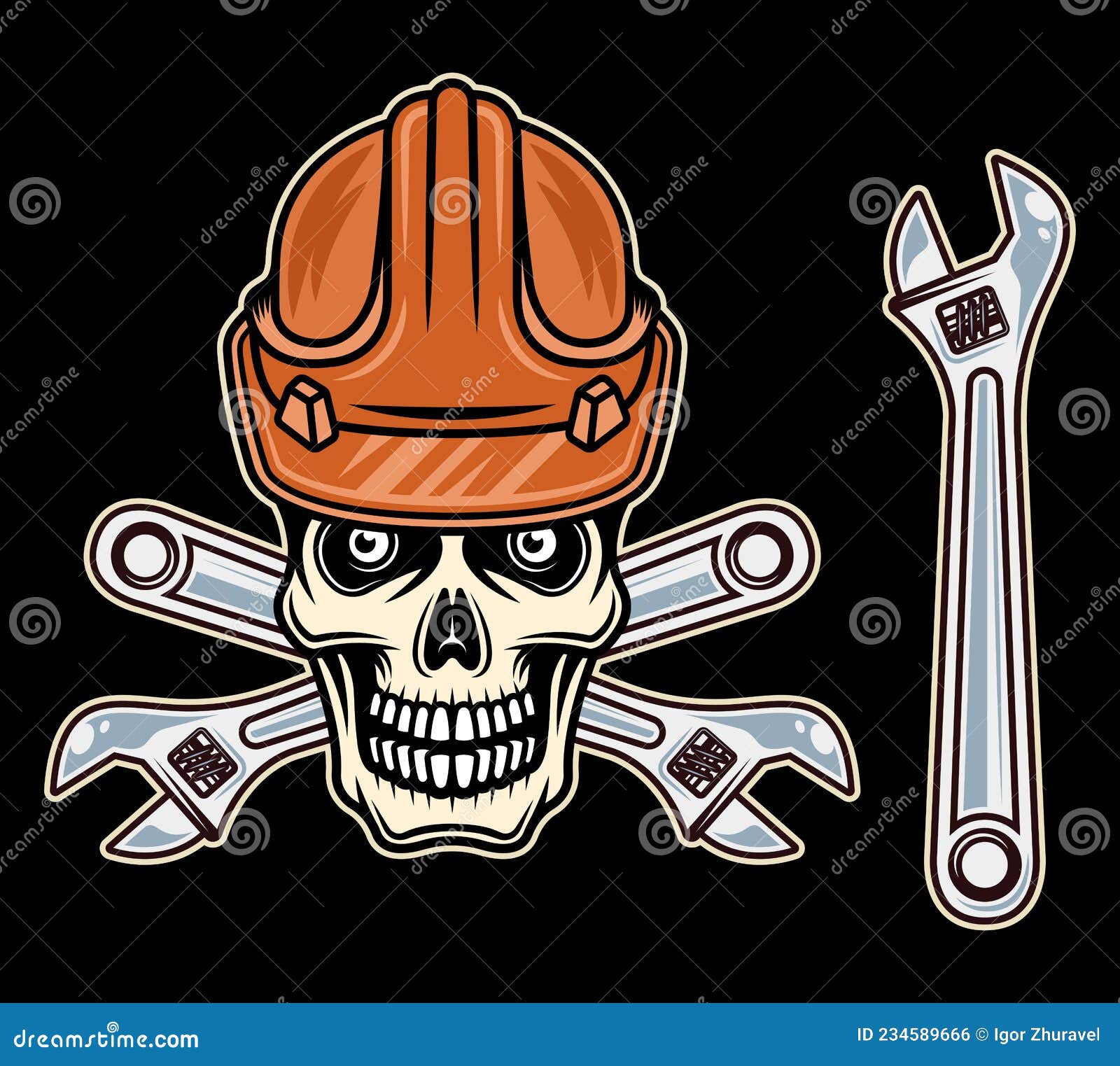 Skull Of Worker In Helmet And Shovels Vector Badge | CartoonDealer.com ...