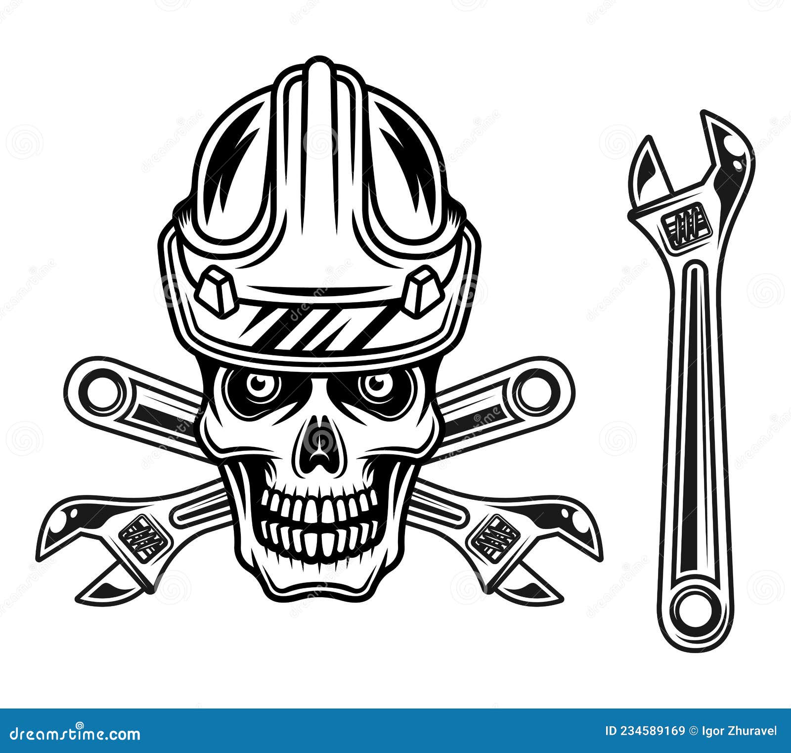 Skull Of Worker In Helmet And Shovels Vector Badge | CartoonDealer.com ...