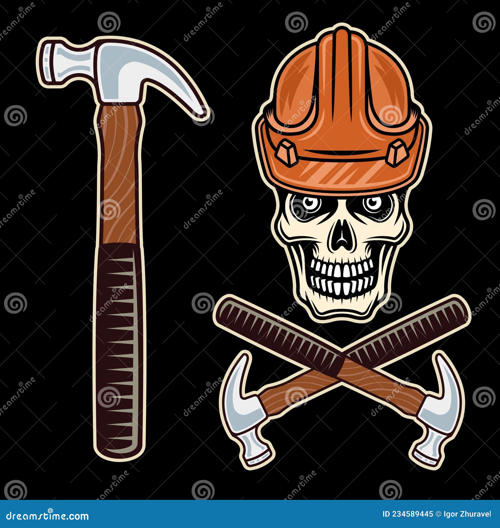 Skull Of Worker In Helmet And Shovels Vector Badge | CartoonDealer.com ...