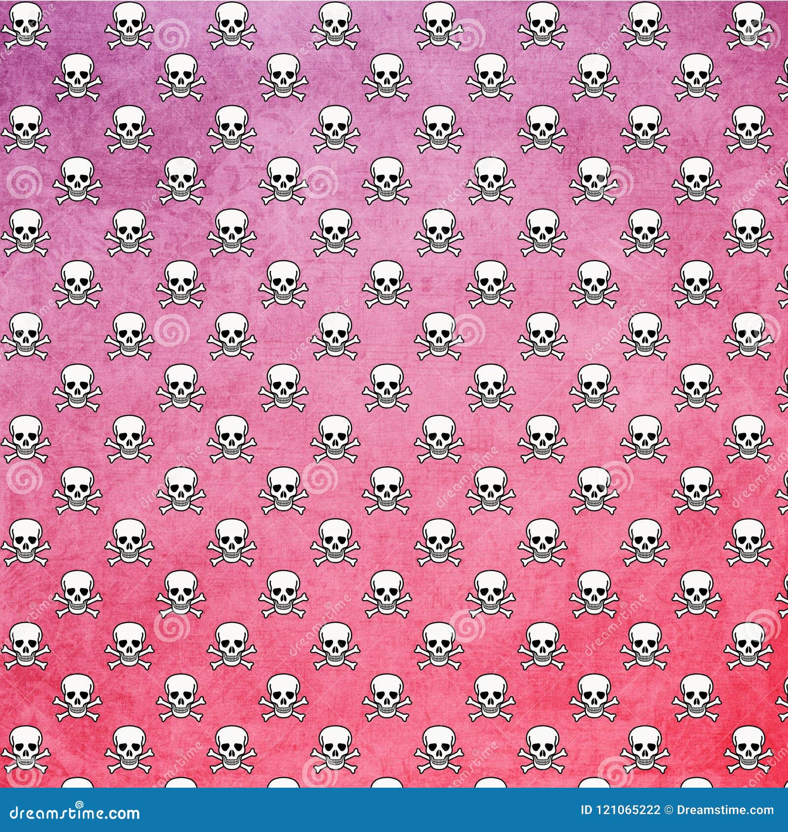 Skulls and Bones Pattern Pink Ombre Background Stock Illustration ...