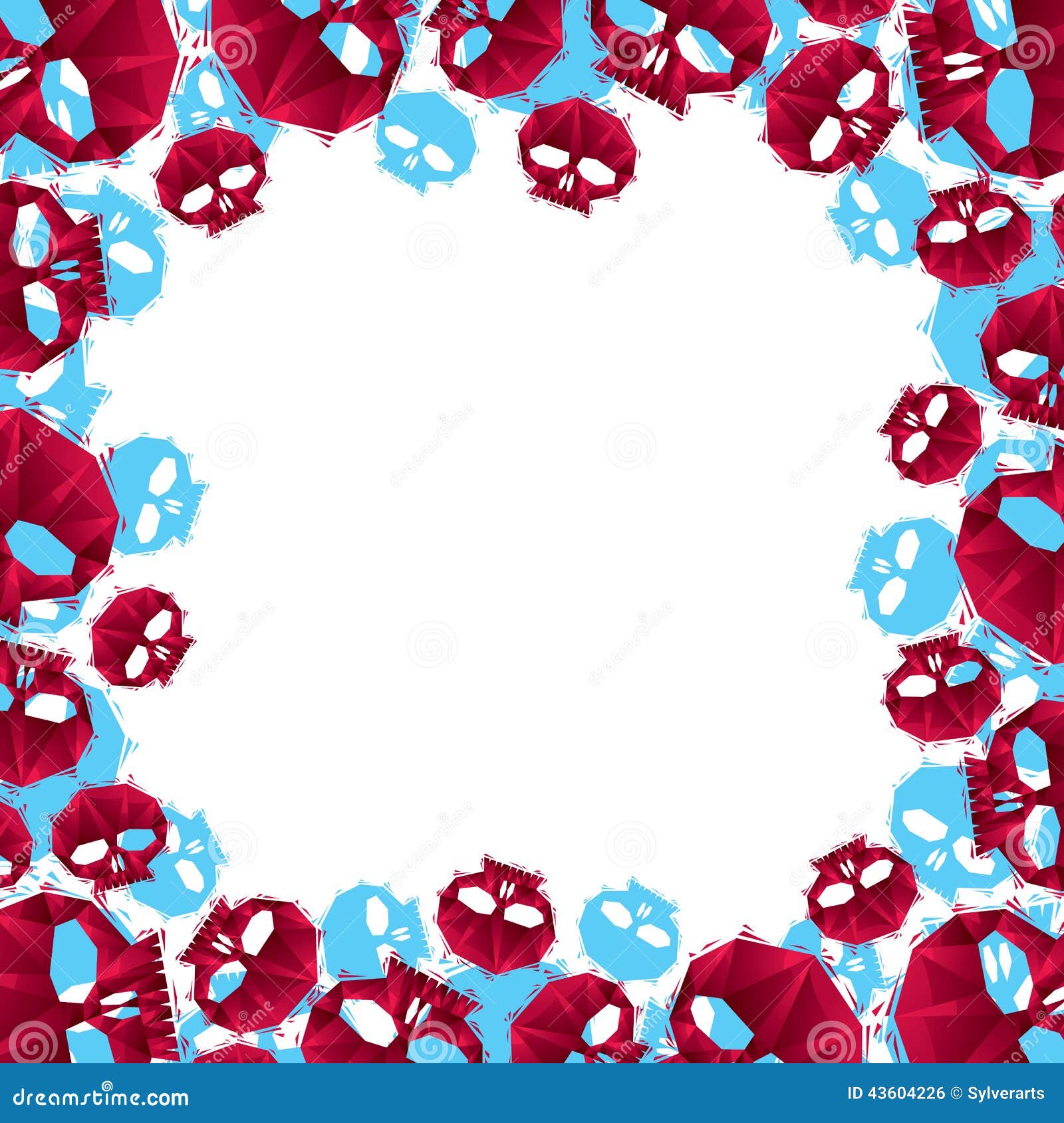 Skulls Border Made in Contemporary Geometric Style, Vector Background ...