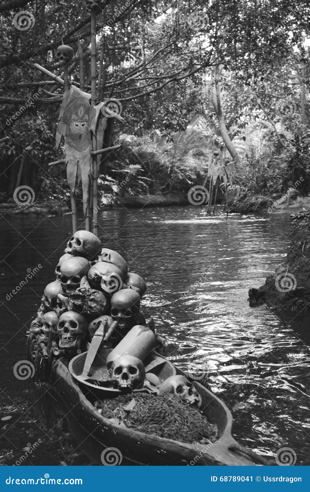 Skulls at the canoe stock image. Image of dead, black - 68789041