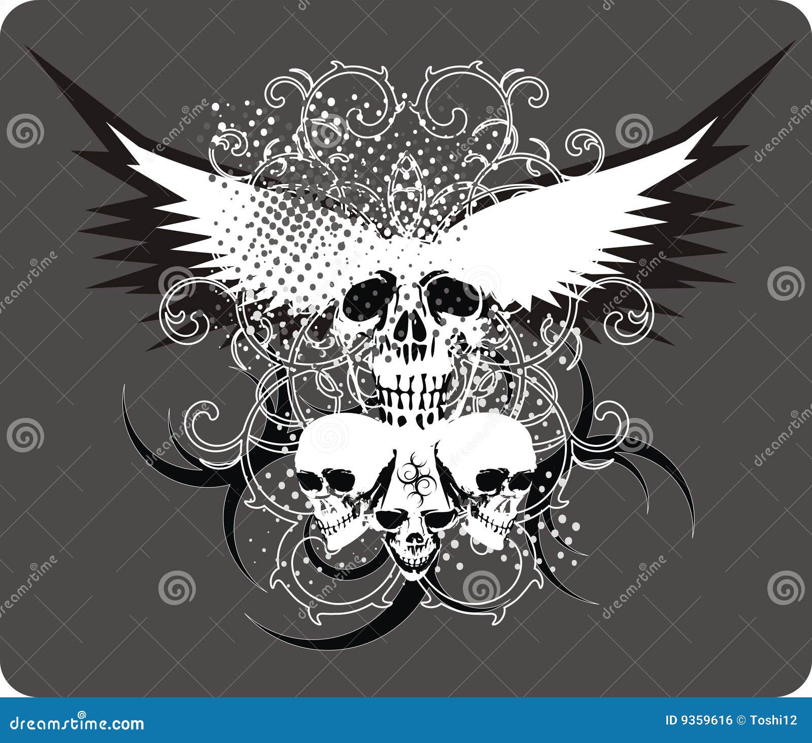 Skulls_grey stock vector. Illustration of black, white - 9359616