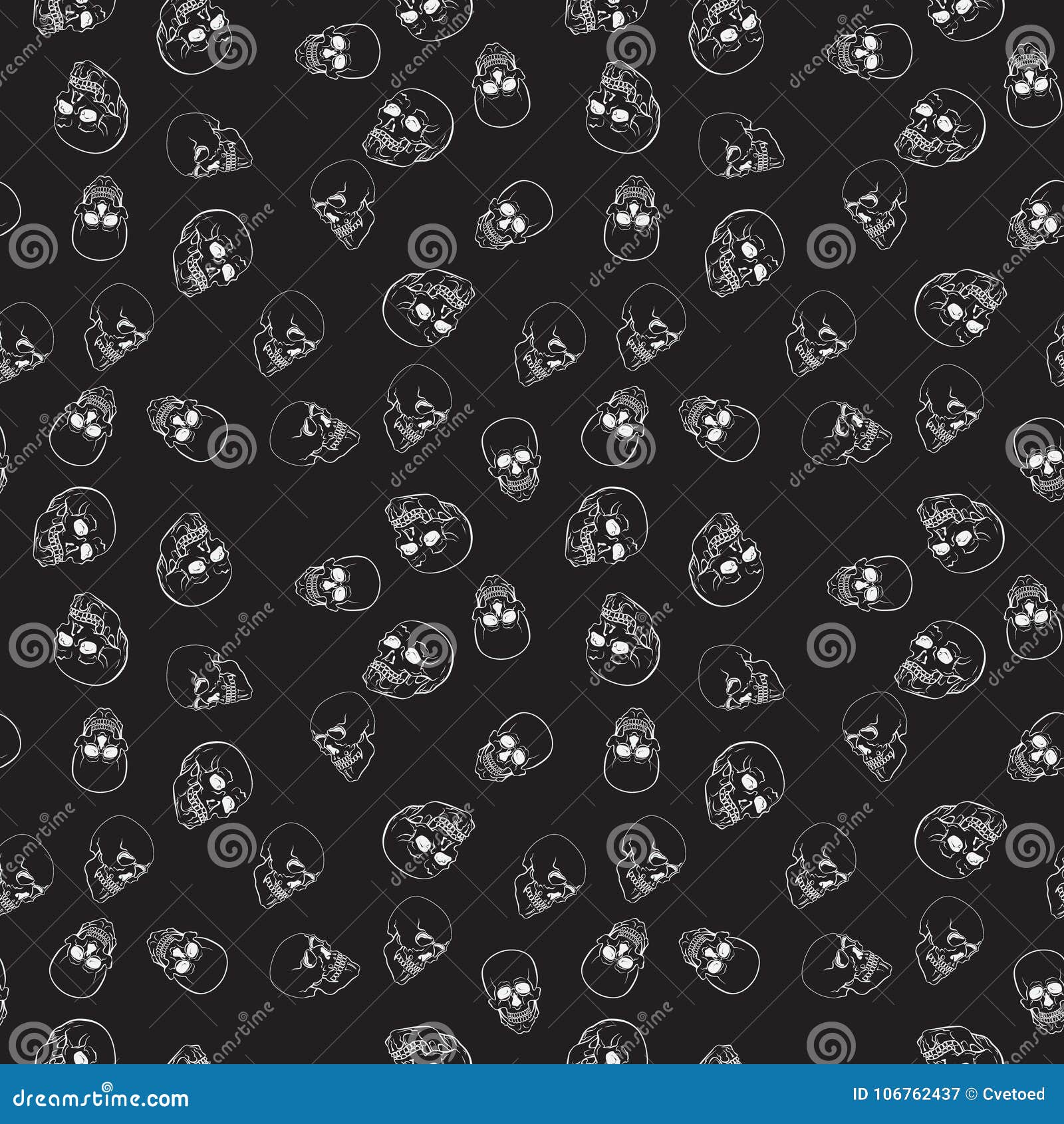 Skulls Pattern. Vector Dark Seamless Texture Stock Vector ...