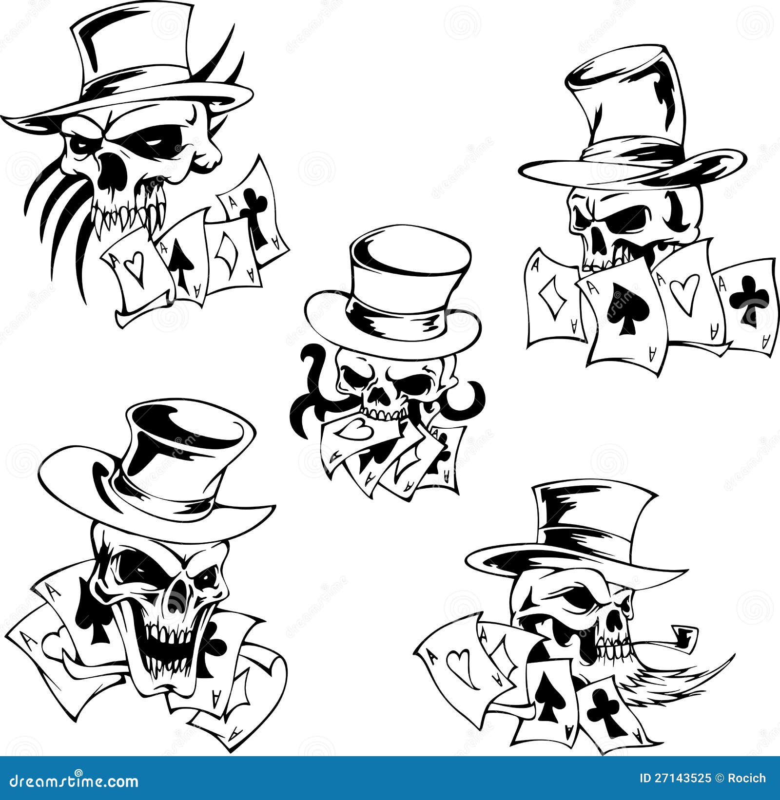 Skulls with playing cards stock vector. Illustration of horror - 27143525