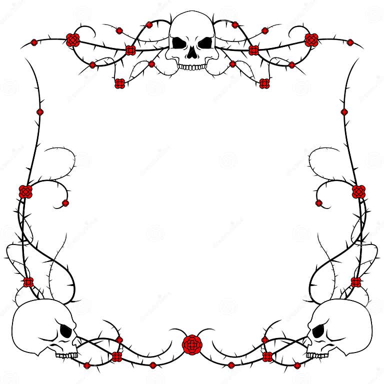 Skulls and roses stock vector. Illustration of thorn, bush - 9110194