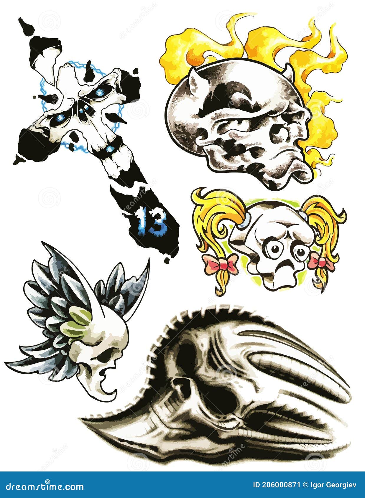 Skull Tattoo Flash Sheets