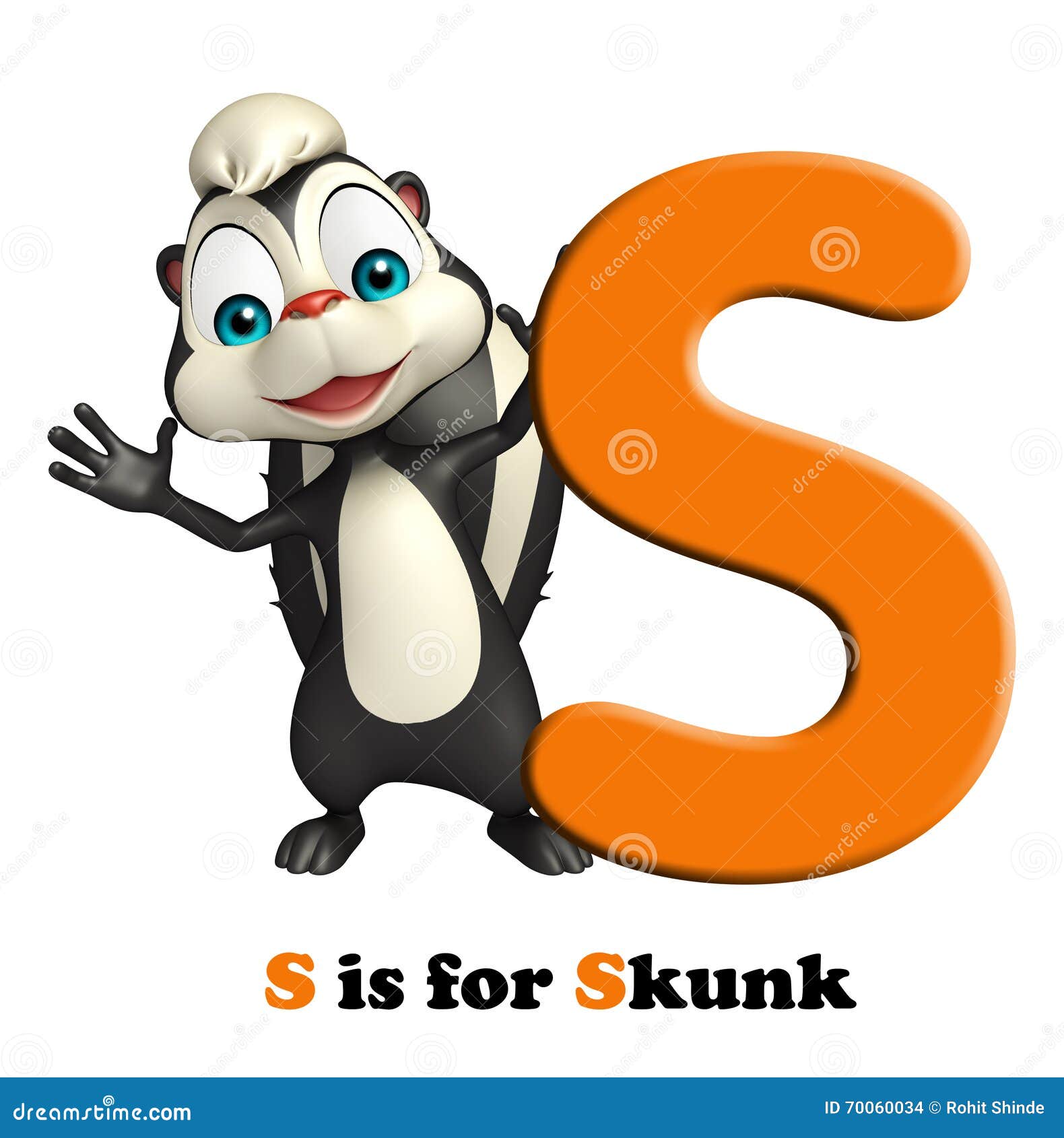 Skunk with alphabet stock illustration. Illustration of graphic - 70060034