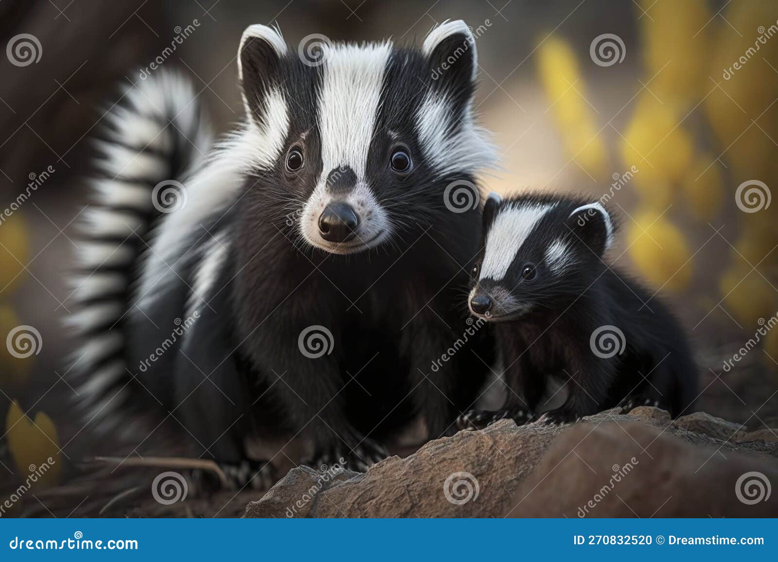 A Family Of Skunks Waddling Through A Suburban Backyard At Night ...