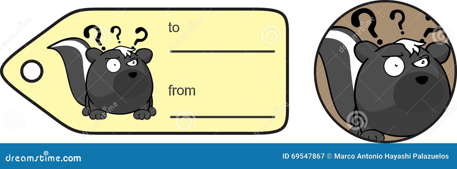Skunk Ball Expression Cartoon Gift Card Stock Vector - Illustration of ...