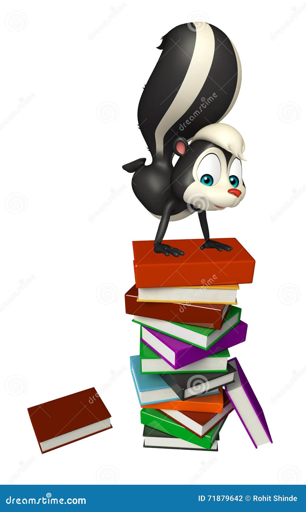 Skunk Cartoon Character with Book Stock Illustration - Illustration of ...